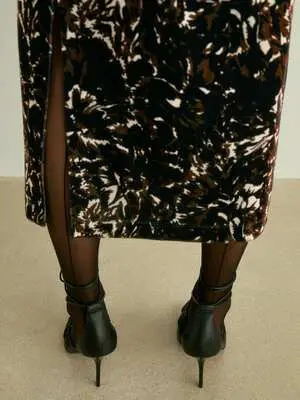 REISS Sonya Printed Velvet Cut-out Midi Dress