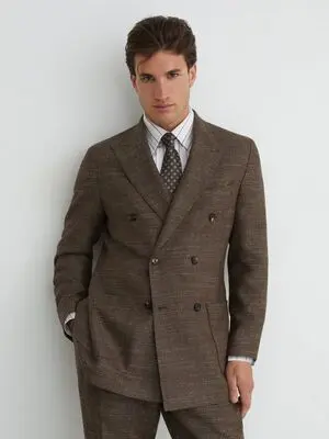 REISS Wool-blend Double-breasted Herringbone Blazer Classic-fit