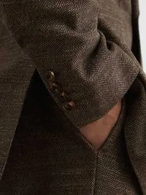 REISS Wool-blend Double-breasted Herringbone Blazer Classic-fit