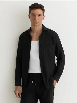 REISS Seersucker Cutaway-collar Shirt Regular-fit - Black