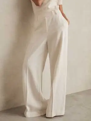 REISS Linen-blend Wide-leg Trousers