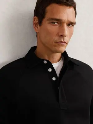 REISS Cotton-blend Fleece-back Polo Shirt