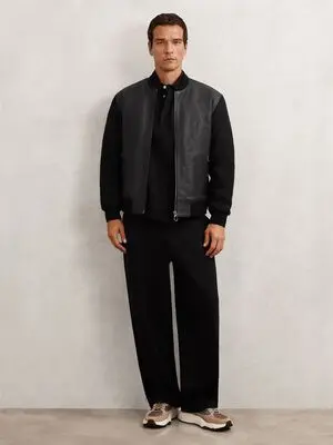 REISS Cotton-blend Fleece-back Polo Shirt