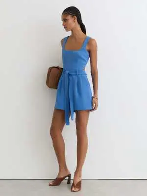REISS Structured Cut-out Belted Playsuit
