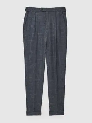 REISS Wool-blend Herringbone Trousers Tailored-fit