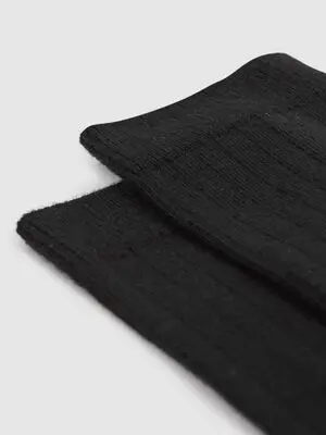 REISS Felicia Loafer Socks Cotton Ribbed - Black