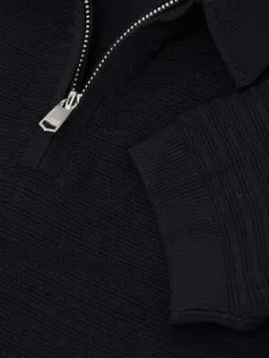 REISS 9-13 Yrs Textured-knit Half-zip Polo Shirt