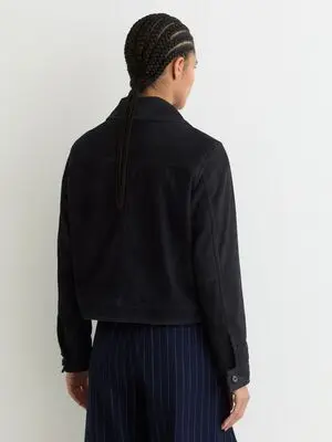 REISS Suede Cropped Trucker Jacket
