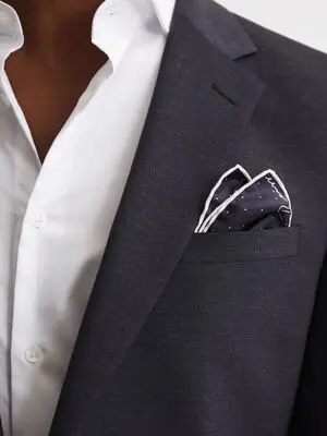 REISS Liam Pink Polka Dot Silk Pocket Square - Navy
