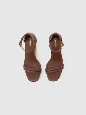 REISS Leather Embroidered-wedge Sandals
