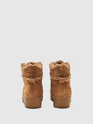 REISS Faux-shearling Suede High Top Trainers