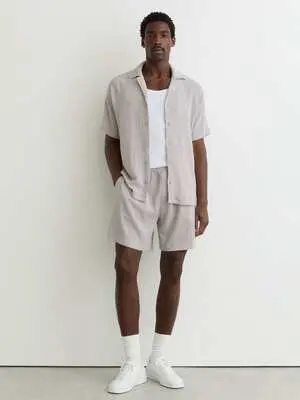 REISS Textured Drawstring Shorts - Silver
