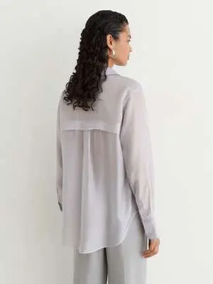REISS Sheer Striped Long-sleeve Shirt