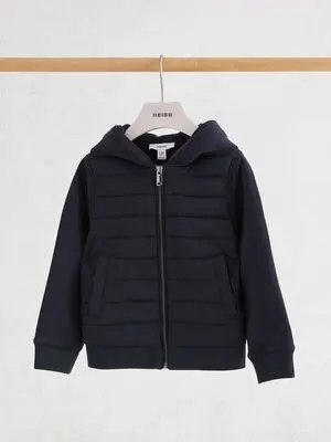 REISS 3-9 Yrs Hybrid Zip-through Hooded Jacket - Navy
