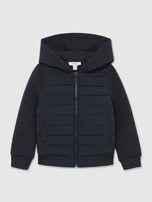 REISS 3-9 Yrs Hybrid Zip-through Hooded Jacket - Navy