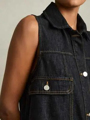 REISS Sleeveless Denim Mini Dress
