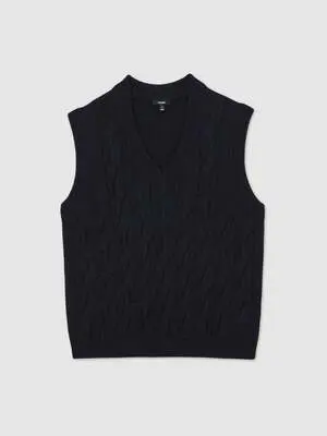 REISS Cable-knit Wool V-neck Vest