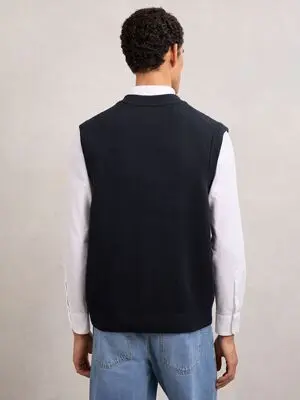 REISS Cable-knit Wool V-neck Vest