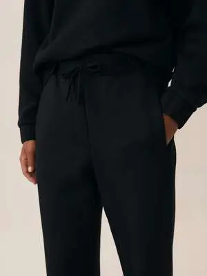 REISS Premium Interlock Wide-leg Joggers