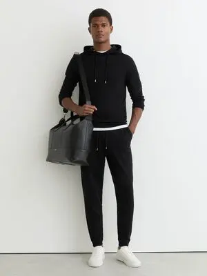 REISS Merino Wool-blend Cuffed Joggers - Black