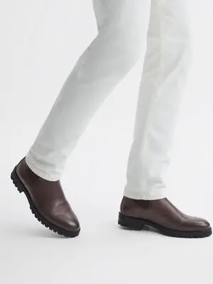 REISS Chiltern Leather Chelsea Boots Plain