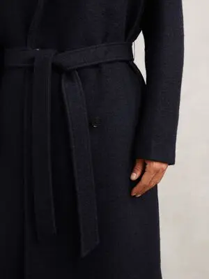 REISS Bouclé Double-breasted Overcoat Wool-blend
