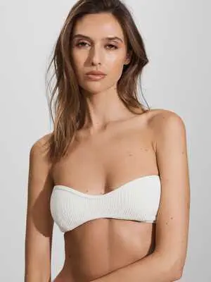 Good American Textured Halter Neck Bikini Top