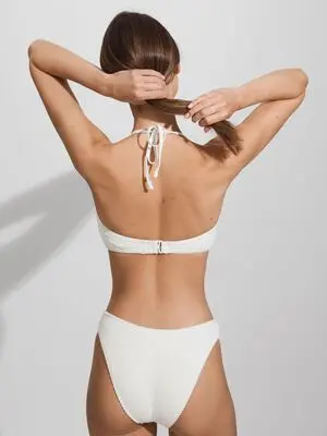 Good American Textured Halter Neck Bikini Top