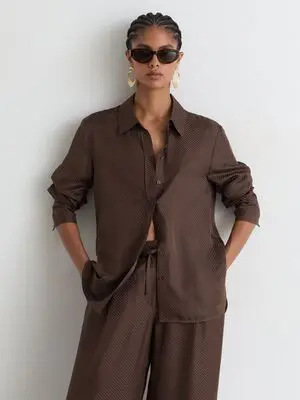REISS Silk Jacquard Long-sleeve Shirt