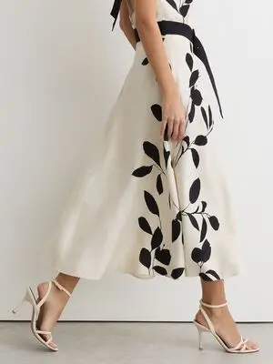 REISS Jacquard Printed Halterneck Midi Dress