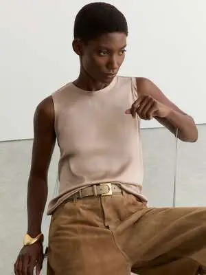 REISS Silk-front Jersey Vest - Bronze