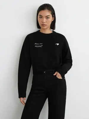 REISS F1 Team Racing Wool Cropped Jumper