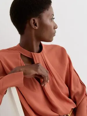 REISS Drape-detail Asymmetric Blouse