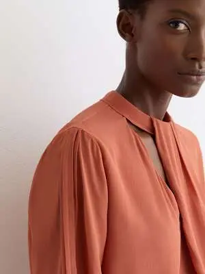 REISS Drape-detail Asymmetric Blouse