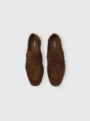 REISS Suede Ruched Penny Loafers