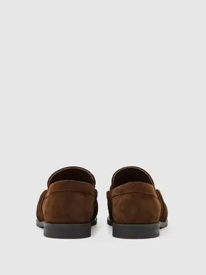 REISS Suede Ruched Penny Loafers