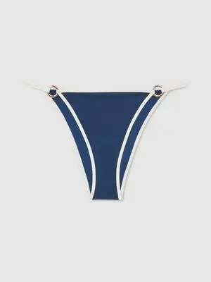 REISS Blue & White Contrast-trim Bikini Bottoms