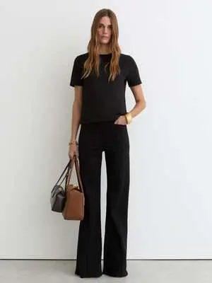 REISS Stretch-cotton Ribbed-neck T-shirt - Black