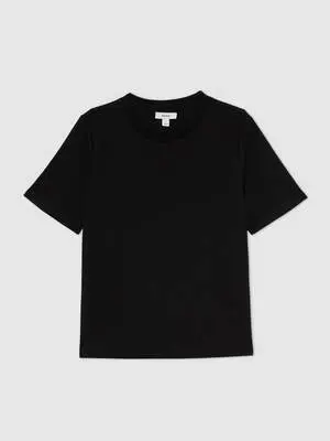 REISS Stretch-cotton Ribbed-neck T-shirt - Black