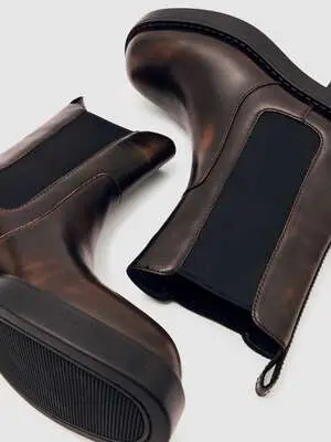REISS Phoebe Leather Chelsea Boots - Brown