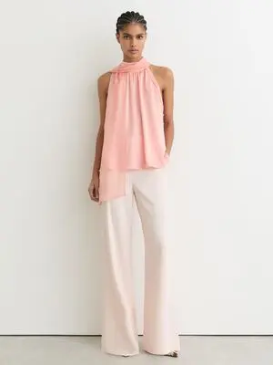REISS Satin Sleeveless Scarf-neck Top