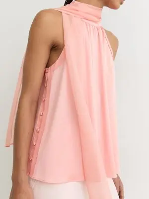 REISS Satin Sleeveless Scarf-neck Top