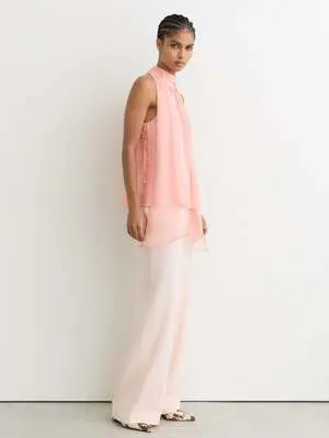 REISS Satin Sleeveless Scarf-neck Top
