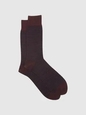 REISS Black & Navy Stripe Cotton-blend Striped Socks - Red/black