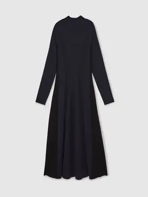 REISS Zadie Knitted Contrast Panel Midi Dress