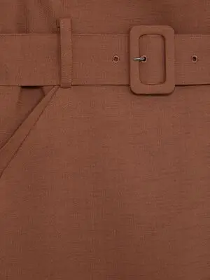 REISS Belted Mini Dress - Brown