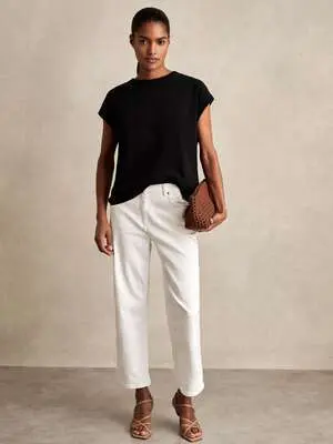 REISS Brushed-cotton Crew-neck T-shirt - Black