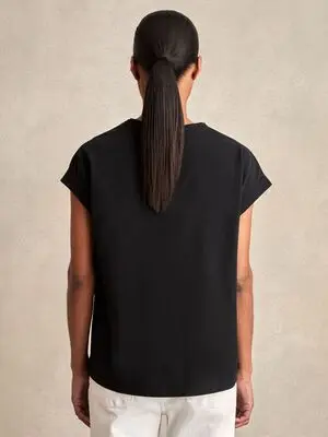 REISS Brushed-cotton Crew-neck T-shirt - Black