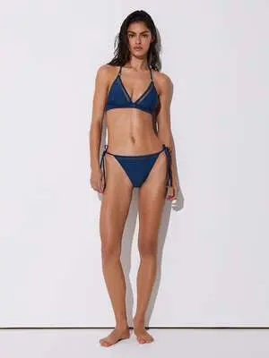 REISS Shimmer Side-tie Bikini Bottoms - Blue
