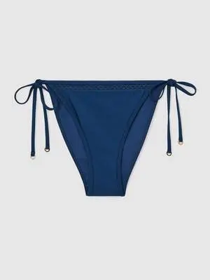 REISS Shimmer Bikini Bottoms With Lattice Trim